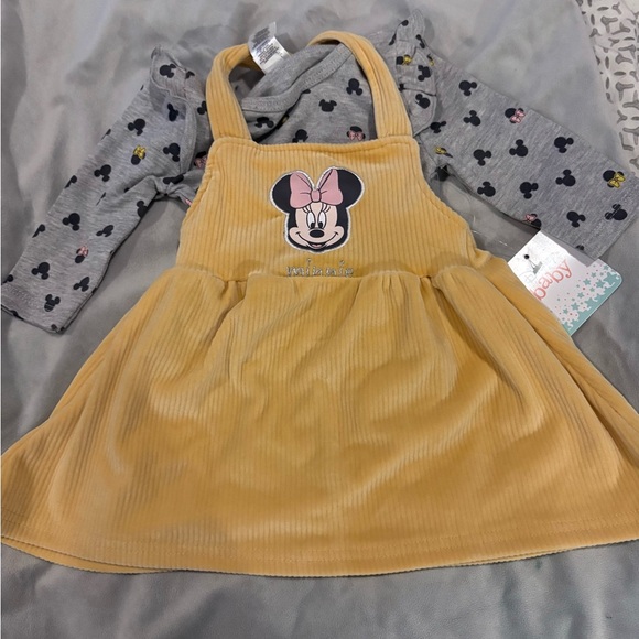 Disney | Dresses | Disney Minnie Mouse Mustard Pinafore Dress | Poshmark